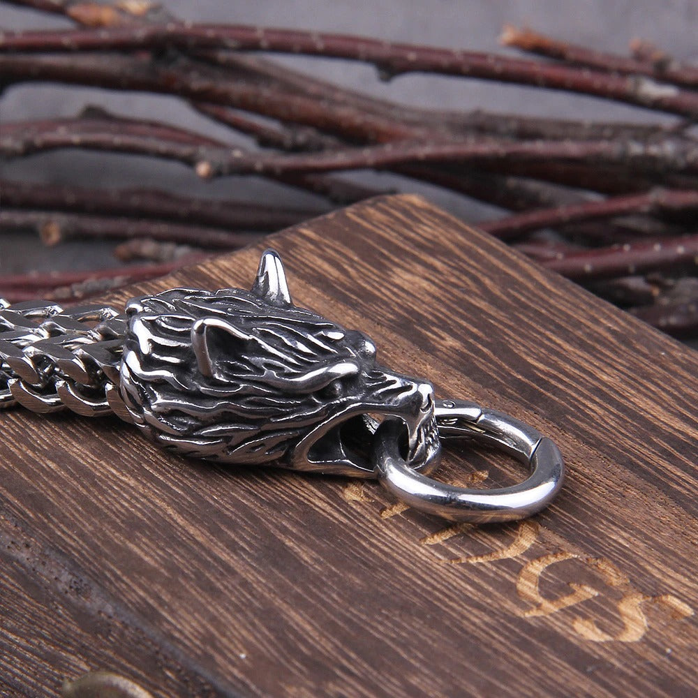 Viking Wolf Charm Bracelet Men's Stainless Steel Mesh Chain – RIGOUT.PK